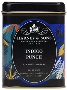 harney & sons indigo punch | 3 oz loose leaf tea w/ butterfly pea flower with rose hips, apple pieces, and raspberry