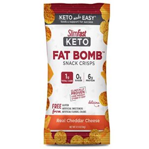 SlimFast Low Carb Snacks, Real Cheddar Cheese Crisps, Keto Friendly, with 6g of Protein, 6 Count Box (Packaging May Vary)