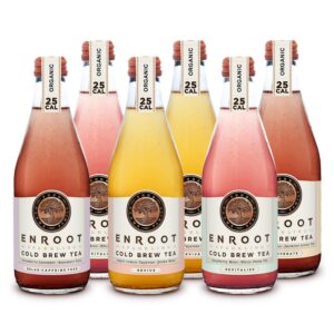 enroot - sparkling cold brew tea - 25 calories - 0 added sugar - organic - nootropic - vegan & gluten-free - adaptogen - kosher - non-gmo - non-alcoholic beverage - variety pack - 12 oz / 6 pack