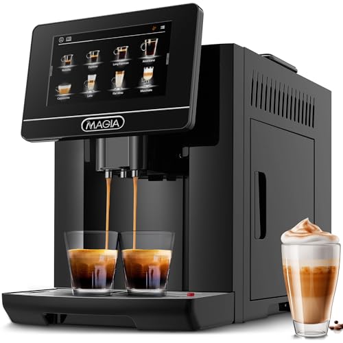 Zulay Magia Super Automatic Coffee Espresso Machine - Durable With Grinder Maker Easy To Use 7” Touch Screen, 19 Recipes, 10 User Profiles