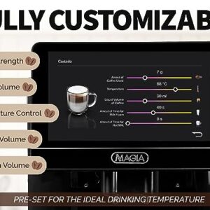 Zulay Magia Super Automatic Coffee Espresso Machine - Durable With Grinder Maker Easy To Use 7” Touch Screen, 19 Recipes, 10 User Profiles