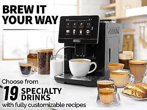 Zulay Magia Super Automatic Coffee Espresso Machine - Durable With Grinder Maker Easy To Use 7” Touch Screen, 19 Recipes, 10 User Profiles