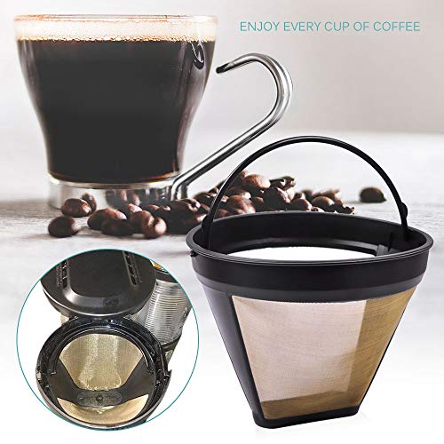 KEEPOW Reusable Coffee Filter Replacement 14 cup Compatible with Cuisinart DCC-3200 DCC-1200 Coffee Maker, Gold Tone Coffee Filter Basket 10 12 14 Cup