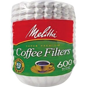 melitta (63113) super premium 8-12 cup basket coffee filters, white, 600 count