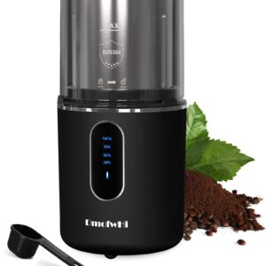 DmofwHi Cordless Coffee Grinder Electric, USB Rechargeable Coffee Bean Grinder with 304 Stainless Steel Blade and Removable Bowl-Black