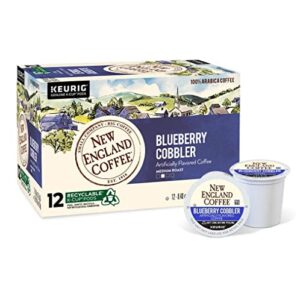 new england coffee blueberry cobbler, medium roast single serve k-cup pods, 12 ct. box (pack of 1)