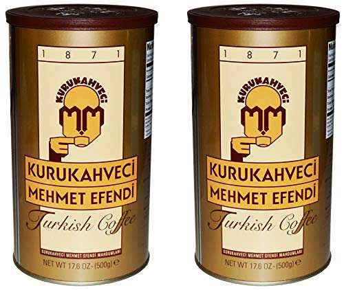 Kurukahveci Mehmet Efendi Turkish Coffee Ground Roasted Turkish Traditional Coffee Kurukahveci Mehmet Efendi Since 1871 (17.6 OZ / 500 Gr Can) (Pack of 2)