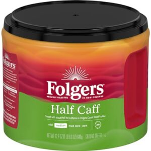 folgers half-caff medium roast ground coffee, 22.6 ounce (pack of 6)