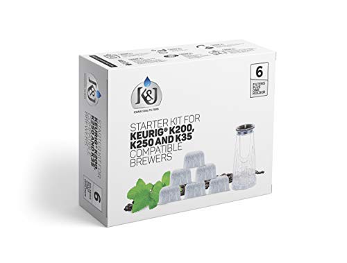 K&J Replacement Keurig Starter Kit for K200, K250, K35, and K-compact Brewers- Includes Rear Reservoir Filter Holder And 6-pack of Keurig 2.0 Compatible Water Filters