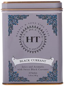 harney & sons caffeinated tea tin sachets, black currant, 20 count