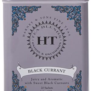 Harney & Sons Caffeinated Tea Tin Sachets, Black Currant, 20 Count