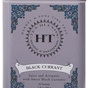 Harney & Sons Caffeinated Tea Tin Sachets, Black Currant, 20 Count