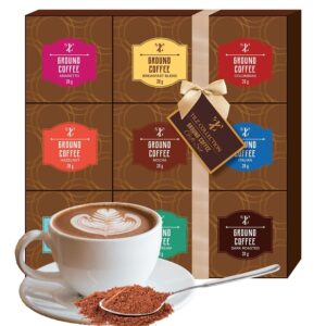 coffee gift set - 9 assorted gourmet ground flavours including french vanilla mocha, perfect gifts for coffee lovers