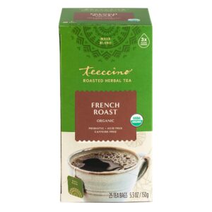 Teeccino French Roast Herbal Tea - Rich & Roasted Herbal Tea That’s Caffeine Free & Prebiotic for Natural Energy, Coffee Alternative, 25 Tea Bags