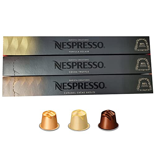 Coffees Cpsules for Nespresso OriginalLine - Barista Creations Cocoa Truffle, Caramel Creme Brulee, Vanilla Eclair (30 count, Pack of 3) European Version