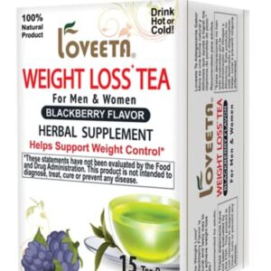 Loveeta Wellness Weight Loss Tea Blackberry - 15 Tea Bags (Gmo Free, Gluten Free, Dairy Free, Sugar Free & 100% Natural)