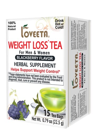 Loveeta Wellness Weight Loss Tea Blackberry - 15 Tea Bags (Gmo Free, Gluten Free, Dairy Free, Sugar Free & 100% Natural)