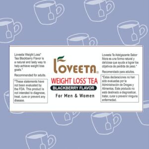 Loveeta Wellness Weight Loss Tea Blackberry - 15 Tea Bags (Gmo Free, Gluten Free, Dairy Free, Sugar Free & 100% Natural)