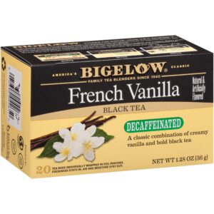 bigelow tea decaffeinated french vanilla black tea, 20 count, (pack of 6) 120 total tea bags