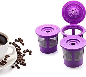 Reusable K Cups for Keurig K-Mini, K Mini Plus, K-Express and K Iced with Adapter by PureHQ - Keurig Mini Plus Refillable Kcups for Mini Keurig (3 Refillable Coffee Pods + Adapter)