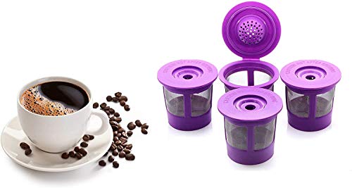 Reusable K Cups for Keurig K-Mini, K Mini Plus, K-Express and K Iced with Adapter by PureHQ - Keurig Mini Plus Refillable Kcups for Mini Keurig (3 Refillable Coffee Pods + Adapter)