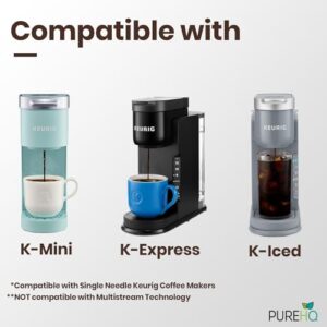 Reusable K Cups for Keurig K-Mini, K Mini Plus, K-Express and K Iced with Adapter by PureHQ - Keurig Mini Plus Refillable Kcups for Mini Keurig (3 Refillable Coffee Pods + Adapter)