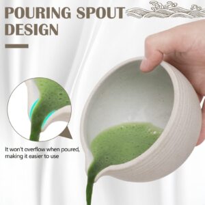 Artcome Japanese Matcha Tea Set, Bowl with Pouring Spout, Whisk, Tea Scoop, Ceramic Whisk Holder, Matcha Powder Caddy, Handmade Matcha Ceremony Kit For Japanese Tea Ceremony (9Pcs)