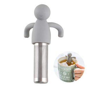 leden tea infuser for loose leaf tea cute tea strainer ball stainless steel extra fine mesh tea steeper filter for cup mug silicone handle grey