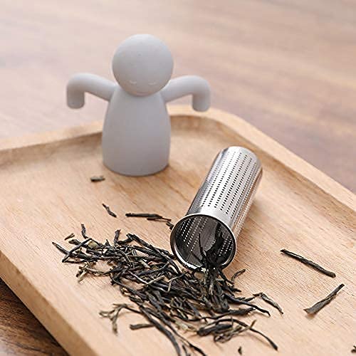 Leden Tea Infuser for Loose Leaf Tea Cute Tea Strainer Ball Stainless Steel Extra Fine Mesh Tea Steeper Filter for Cup Mug Silicone Handle Grey