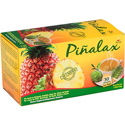 Piñalax 30 Teabags Herbal Tea of Pineapple, Artichoke, Green Tea, Stevia, Yacon Leaves, Senna, Horsetail and Fennel from Peru