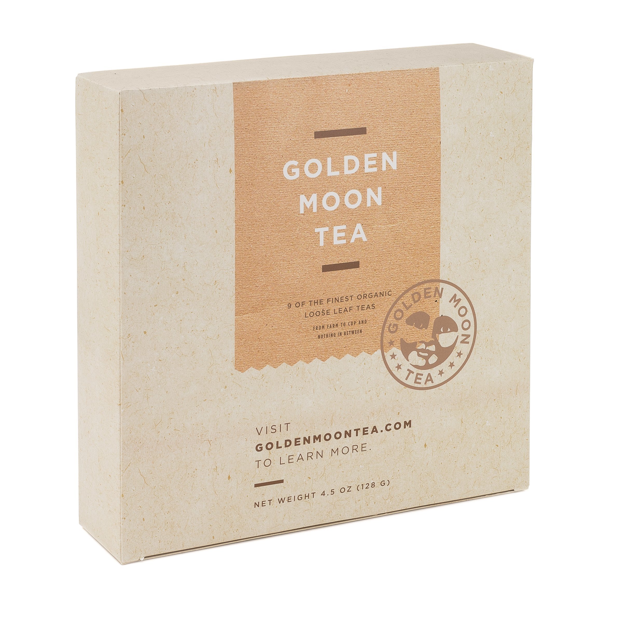 Golden Moon Tea Variety Pack - 9 Loose Leaf Tea Sampler - Organic Black, Green, White, and Herbal Teas Gift Set