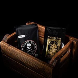 Death Wish Coffee Co. Dark Roast Grounds 16 Oz & Valhalla Java Dark Ground Coffee 12 Oz- Extra Kick of Caffeine in 1 Powerful Bundle - Hardcore Coffee from Arabica & Robusta Beans for Tough Days