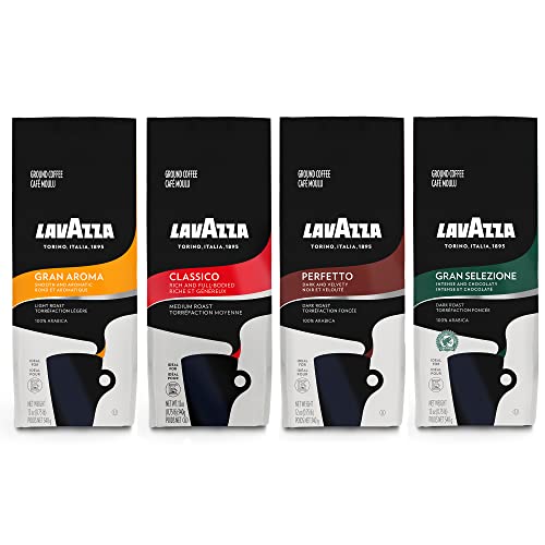 Lavazza Classico, Gran Aroma, Gran Selezione & Perfetto Ground Coffee (Pack of 4)