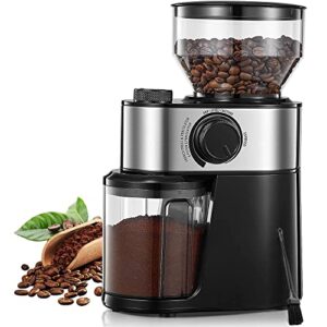 electric burr coffee grinder, fohere coffee bean grinder with 18 precise grind settings, 2-14 cup for drip, percolator, french press, espresso and turkish electric coffee makers, black