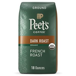 peet's coffee, dark roast ground coffee - organic french roast 18 ounce bag, usda organic