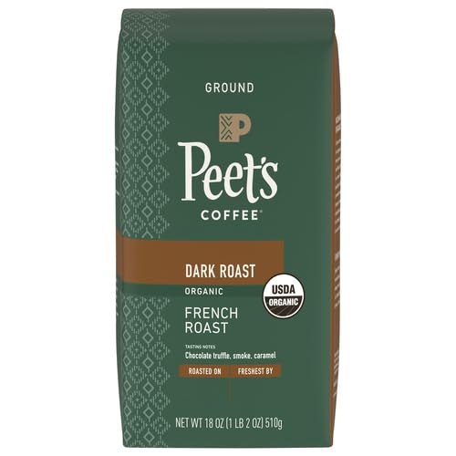 Peet's Coffee, Dark Roast Ground Coffee - Organic French Roast 18 Ounce Bag, USDA Organic