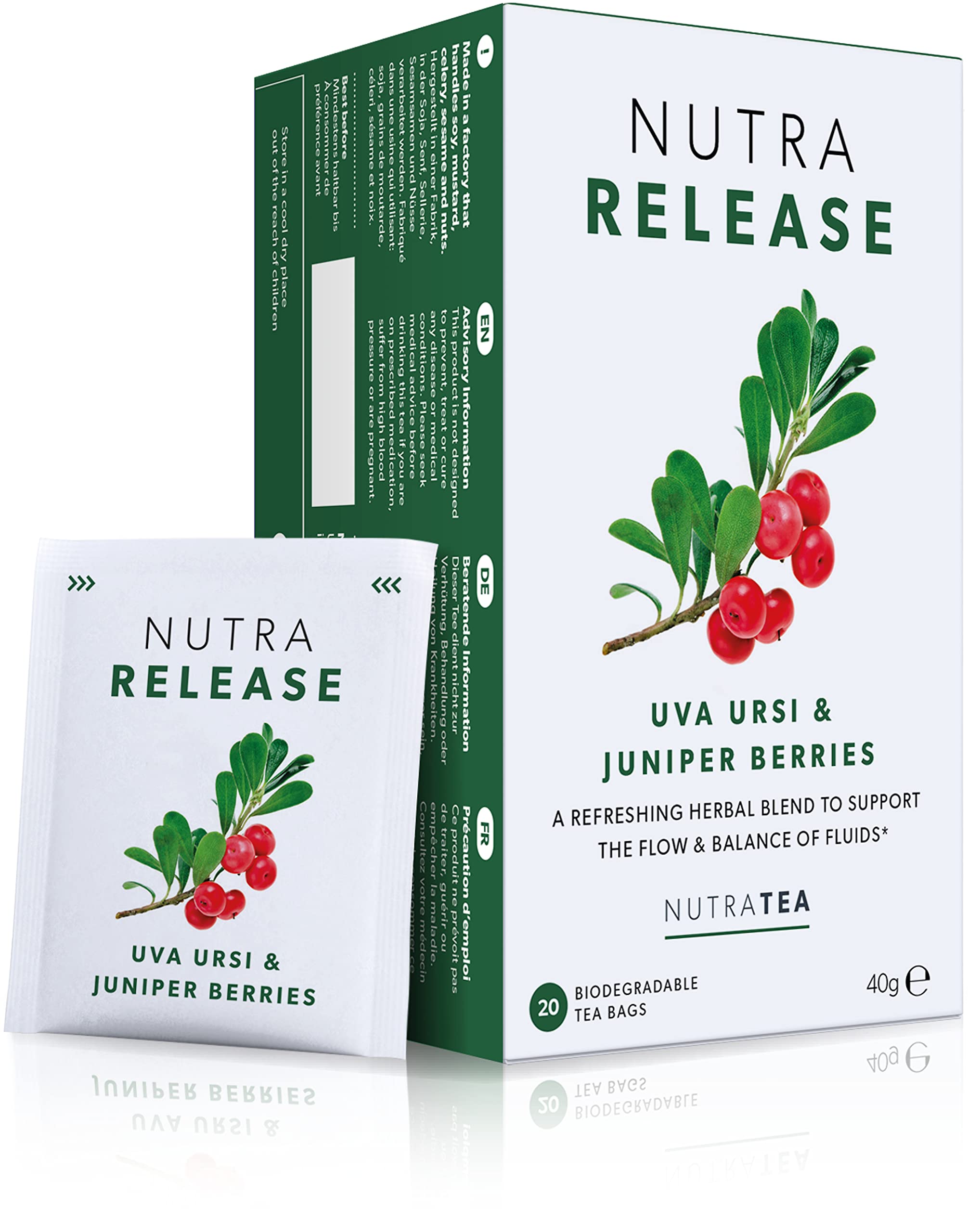 NUTRARELEASE - Kidney Tea | Bloated Stomach Tea – Includes Uva Ursi, Dandelion & Nettle - Assist With Water Retention & Digestion - 20 Enveloped Tea Bags - by Nutra Tea - Herbal Tea