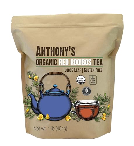 Anthony's Organic Red Rooibos Loose Leaf Tea, 1 lb, Gluten Free, Non GMO, Non Irradiated, Keto Friendly