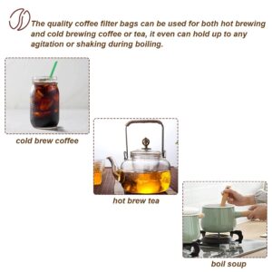 50pcs No Mess Cold Brew Bags, 4x6 inch Disposable Coffee Filter Bag Fine Mesh Brewing Drawstring Pouches for Iced Coffee Hot Tea Herb Spice