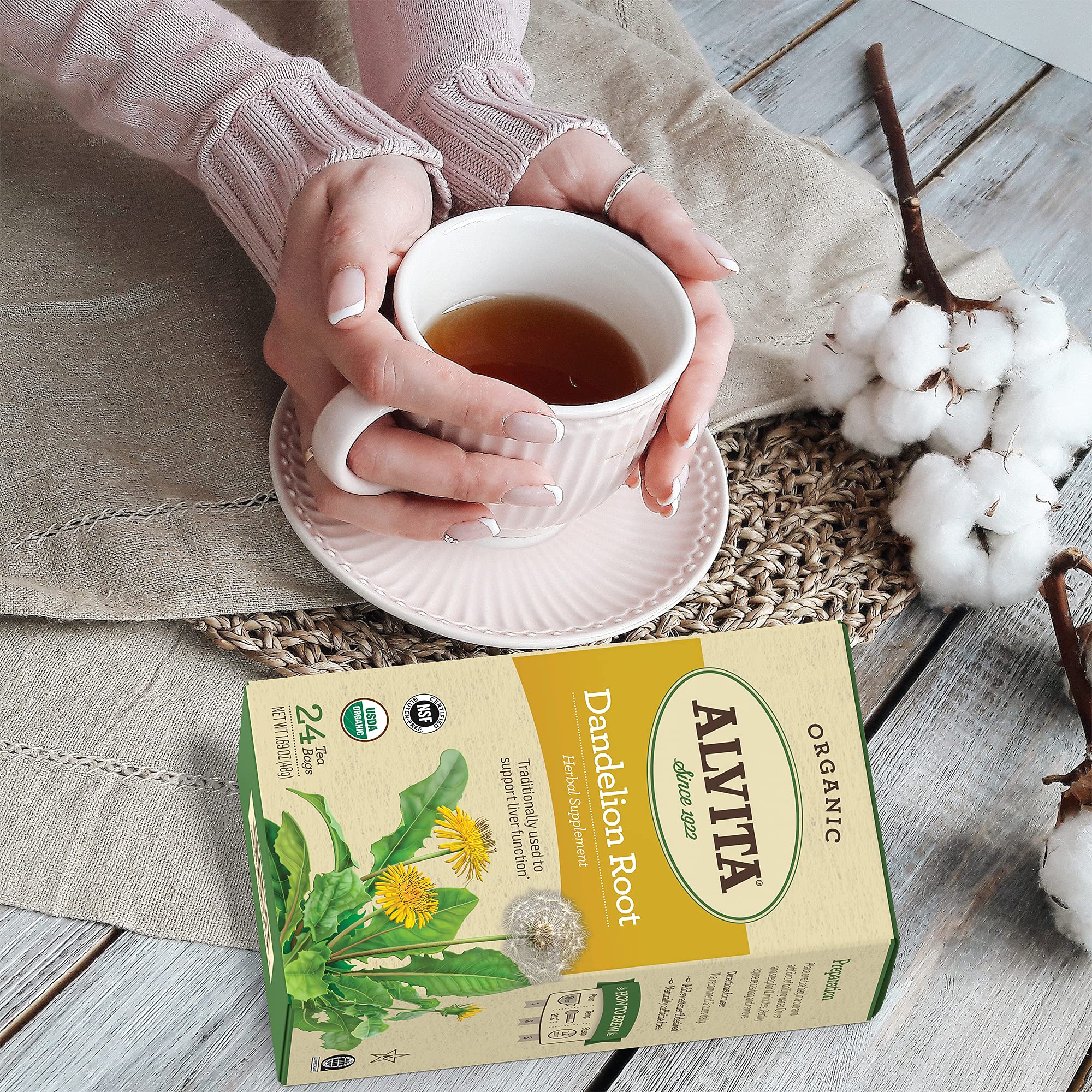 Alvita Organic Hibiscus Herbal Tea - Made with Premium Quality Organic Hibiscus Calyces, with Refreshing Tart Flavor and Floral Aroma, 24 Tea Bags