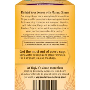 Yogi Tea Mango Ginger Tea - 16 Tea Bags per Pack (4 Packs) - Organic Ginger Root Tea to Support Healthy Digestion - Contains Antioxidants - Includes Cinnamon Bark, Rooibos Leaf, Mango Flavor & More