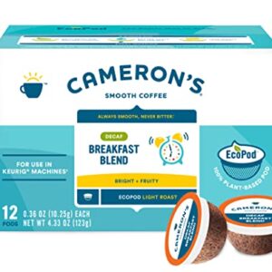 Cameron's Coffee Single Serve Pods, Decaf Breakfast Blend, (Pack of 12)