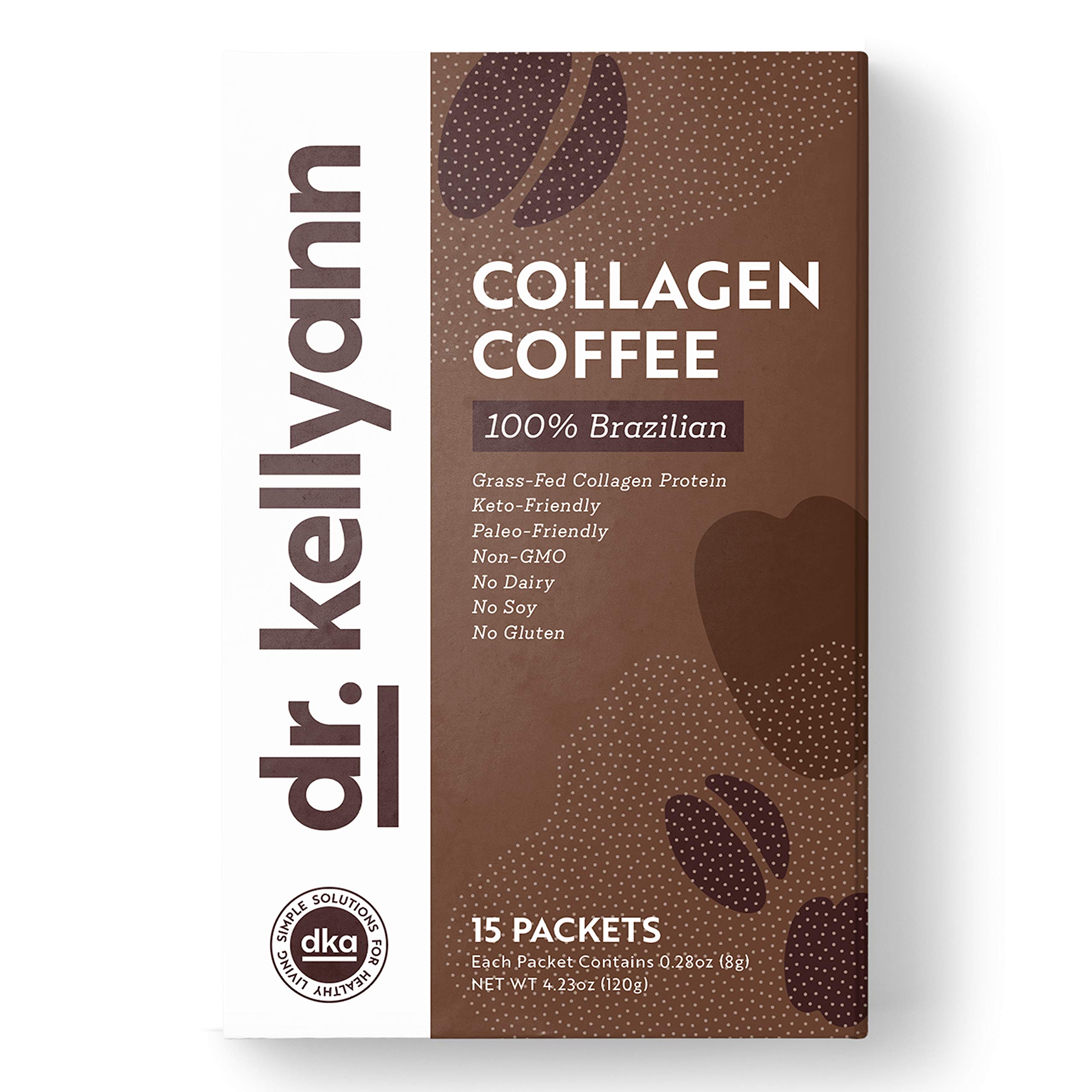 Dr. Kellyann Grass-Fed Collagen Instant Coffee (15 Packets) - Keto & Paleo Friendly - Sugar free, Dairy free, Grain Free - Brazilian Slimming Collagen Coffee-to-Go