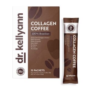 Dr. Kellyann Grass-Fed Collagen Instant Coffee (15 Packets) - Keto & Paleo Friendly - Sugar free, Dairy free, Grain Free - Brazilian Slimming Collagen Coffee-to-Go