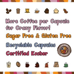 Crazy Cups Flavored Medium Roast Hot or Iced Coffee, Variety Recyclable Pods for Keurig K Cup Brewers, 24 Count