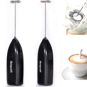 2 pack milk frother handheld battery operated - electric whisk coffee frother battery stirrer, hand held milk foamer, mini mixer for bulletproof coffee, cappuccino, latte, frappe & matcha tea