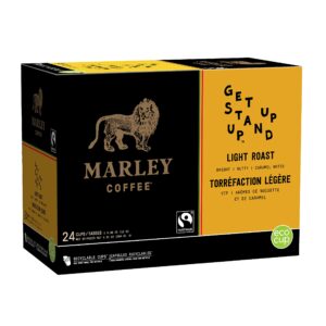 Marley Coffee Get Up Stand Up, Fairtrade Certified, Light Roast Coffee, Keurig K-Cup Brewer Compatible Pods, 24 Count