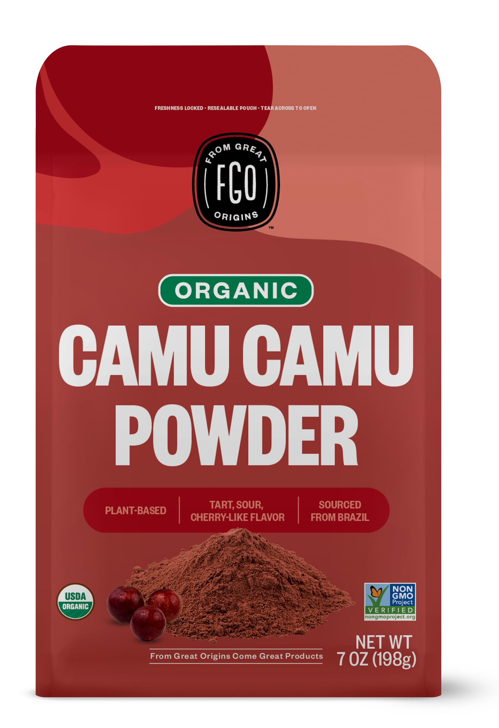 FGO Organic Freeze-Dried Camu Powder, 100% Raw From Brazil, 7oz, Packaging May Vary (Pack of 1)