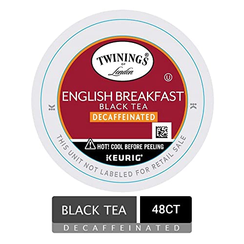 Twinings Decaf English Breakfast Tea K-Cup Pods for Keurig, Naturally Decaffeinated Black Tea, Smooth, Flavourful, Robust, 48 Count