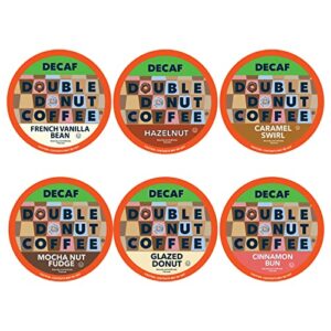 decaf flavored coffee variety pack - 6 traditional flavors (caramel swirl, hazelnut, glazed donut, mocha nut fudge, vanilla bean, and cinnamon bun) for keurig k cups coffee makers - 72 count